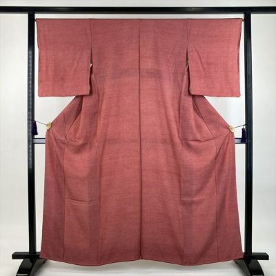 中古)江戸小紋 カジュアル 赤 袷 菊尽くし 総柄 内田秀一 S 中古)江戸小紋 カジュアル 赤 袷 菊尽くし 総柄 内田秀一 S